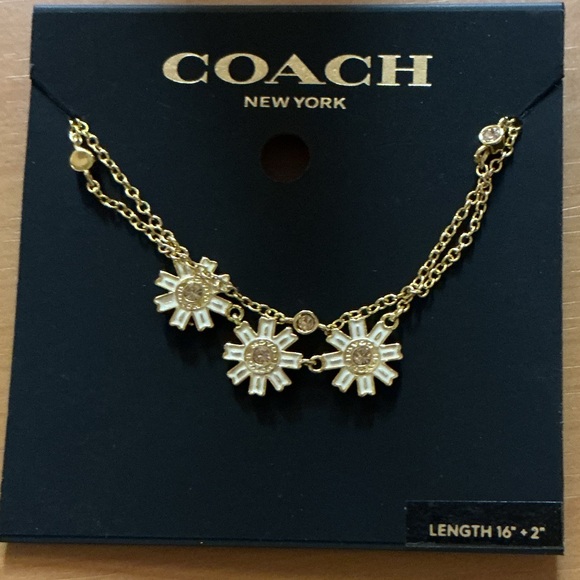 Coach | Jewelry | Coach Gold Floral Double Strand Necklace Nwt | Poshmark